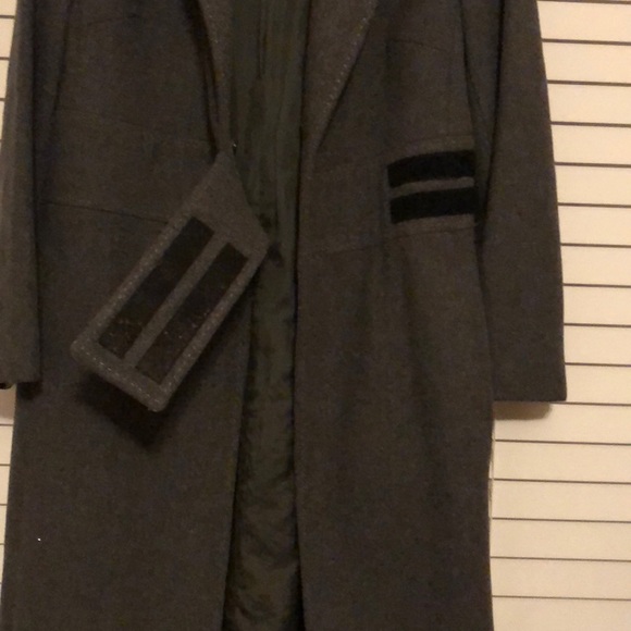 Express | Jackets & Coats | Express Long Grey Wool Coat Wvelcro Strap ...